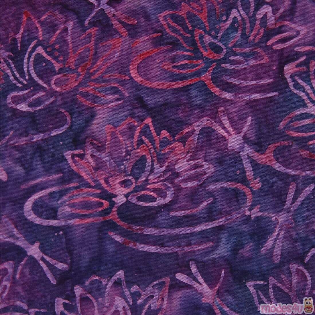 Dark Purple Lotus Flower Batik Fabric By Robert Kaufman Fabric By