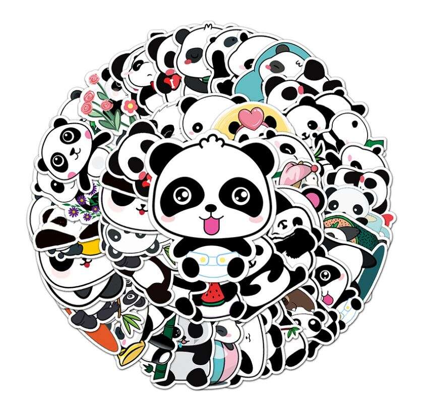 diecut sticker pack 50 unique designs cute panda characters - modes4u