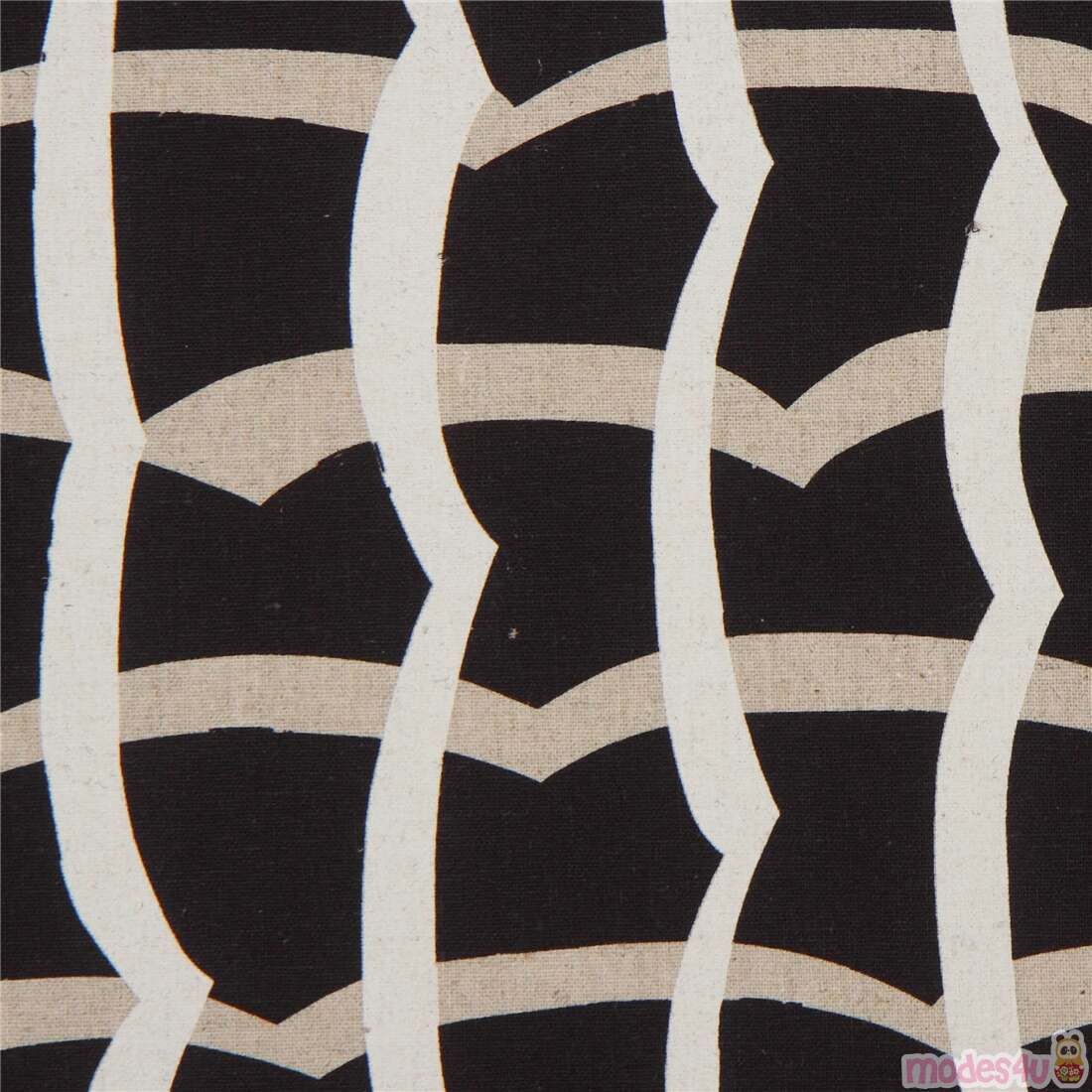 echino canvas laminate fabric with black grid pattern Fabric by Echino ...