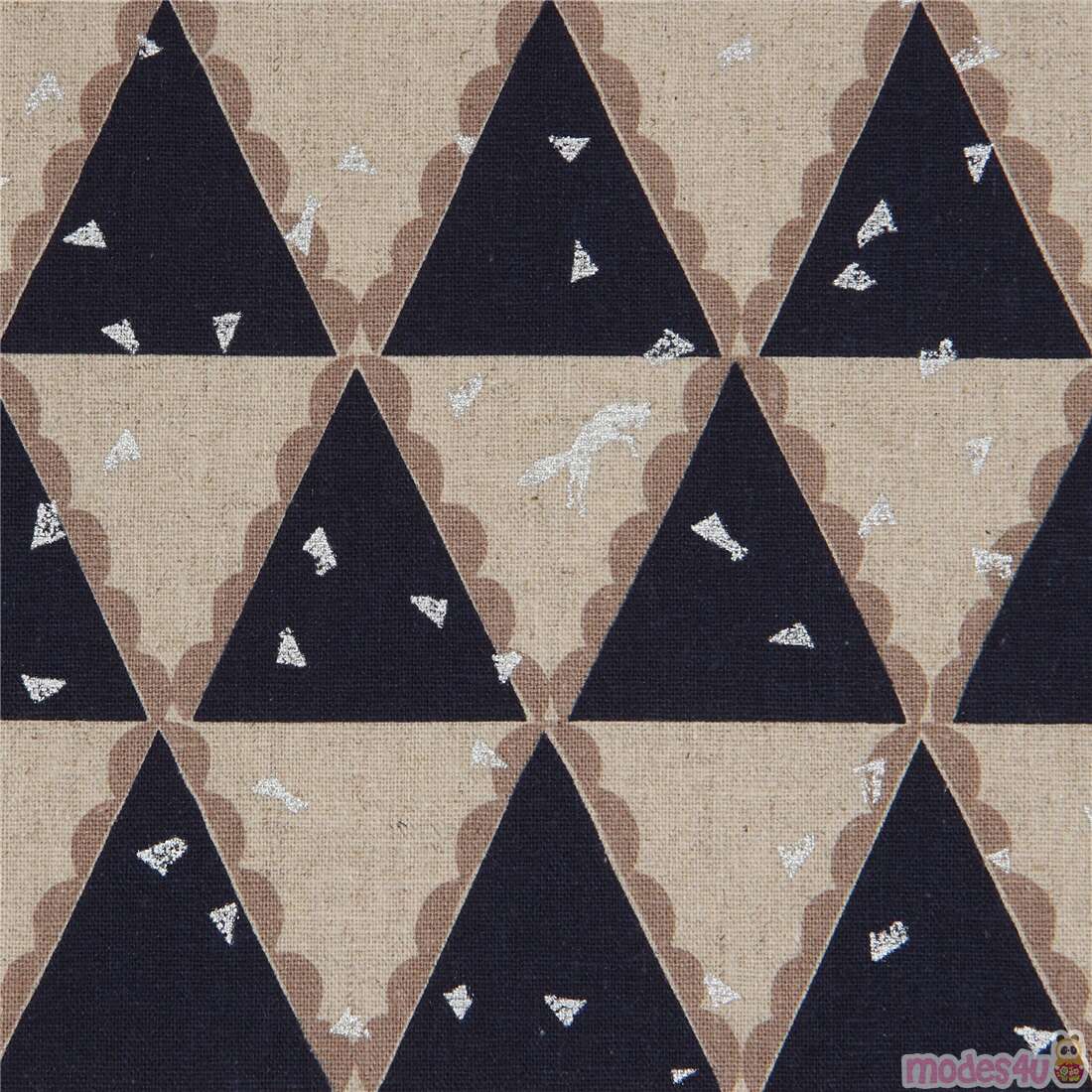 echino metallic silver canvas fabric with natural color and navy blue ...