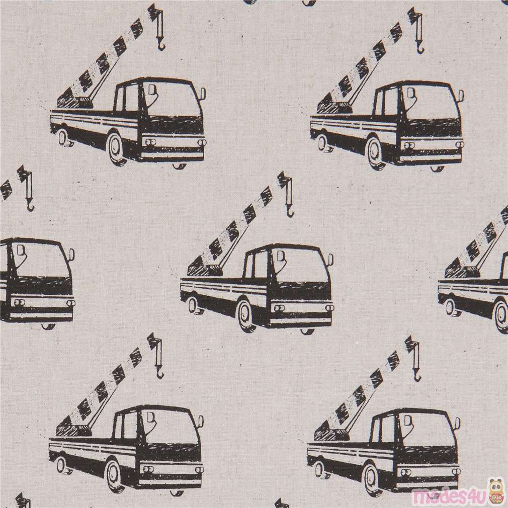 echino natural color with black construction vehicle canvas laminate ...