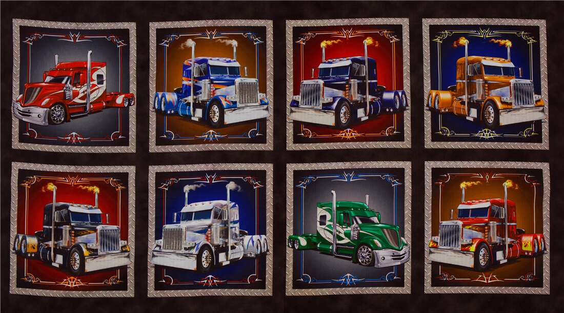 full pattern square panel fabric shiny truck fabric US cotton Quilting ...