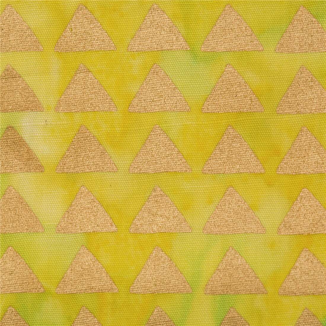 Batik Tie Dye Metalic Gold Triangles Yellow Green Fabric by Michael ...