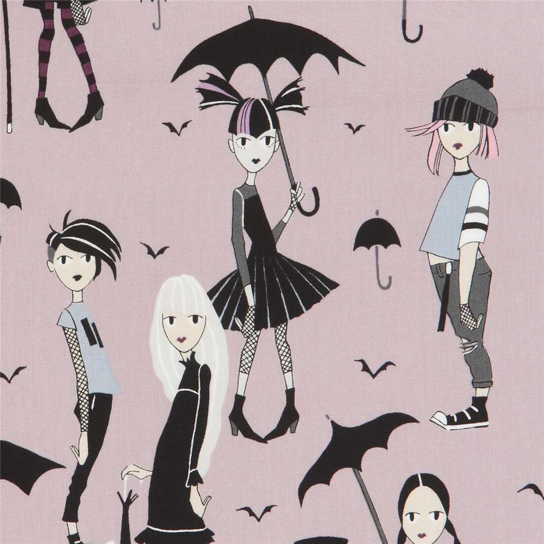Goth Fashion Cool Attire Edgy Vibe Bats Fabric by Alexander Henry - modes4u