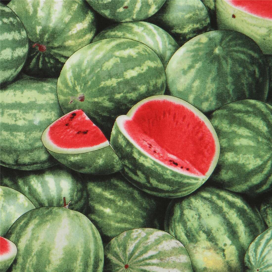 green Elizabeth's Studio fruit fabric with watermelons Fabric by ...