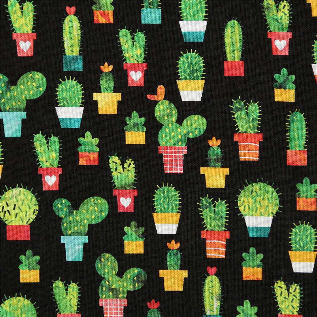 green cactus on black Robert Kaufman cotton fabric Fabric by Robert ...
