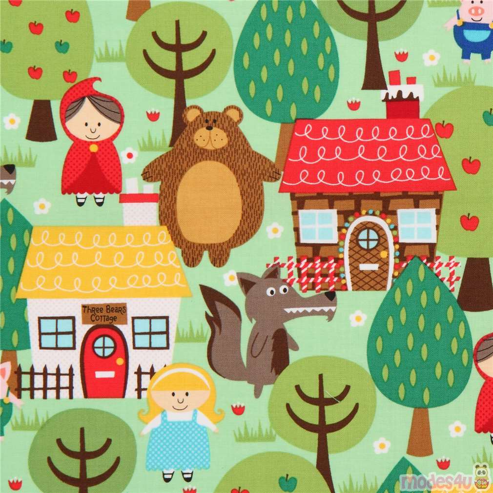 Remnant 42 cm - green fairy tale fabric Michael Miller from the USA ...