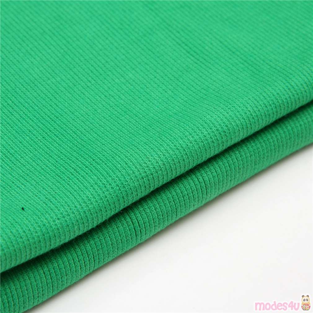 green ribbed cuffing tubular knit fabric Fabric by Japanese Indie - modes4u