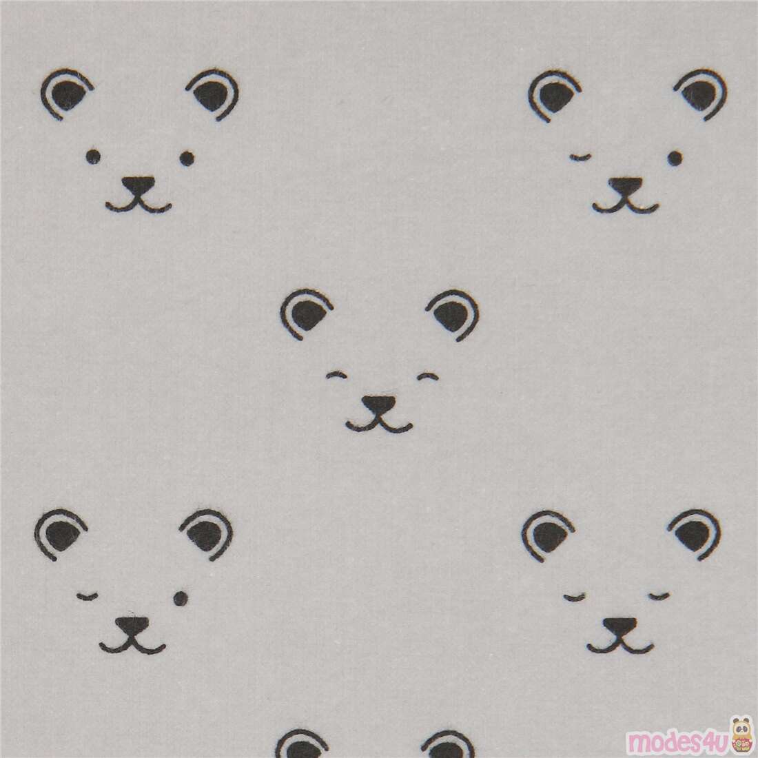 grey Robert Kaufman flannel fabric with bear faces Fabric by Robert ...