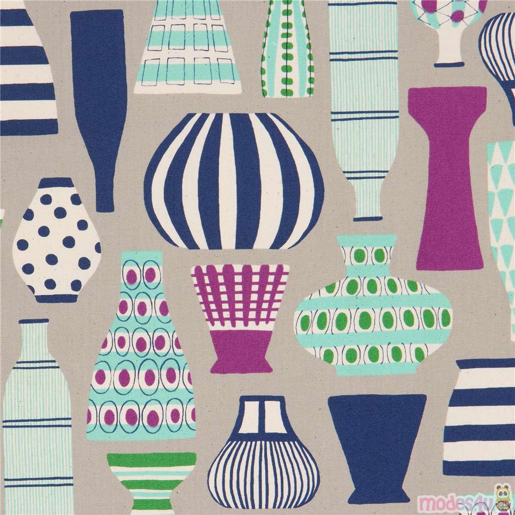 grey canvas vase fabric from Cosmo Japan Fabric by Cosmo - modes4u