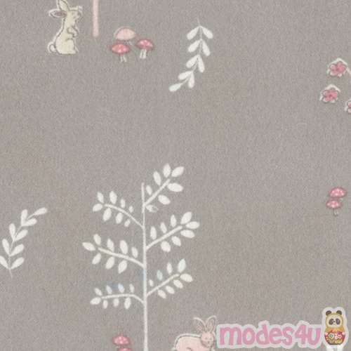 grey cute tree small bunny rabbit flannel fabric Timeless Treasures USA ...