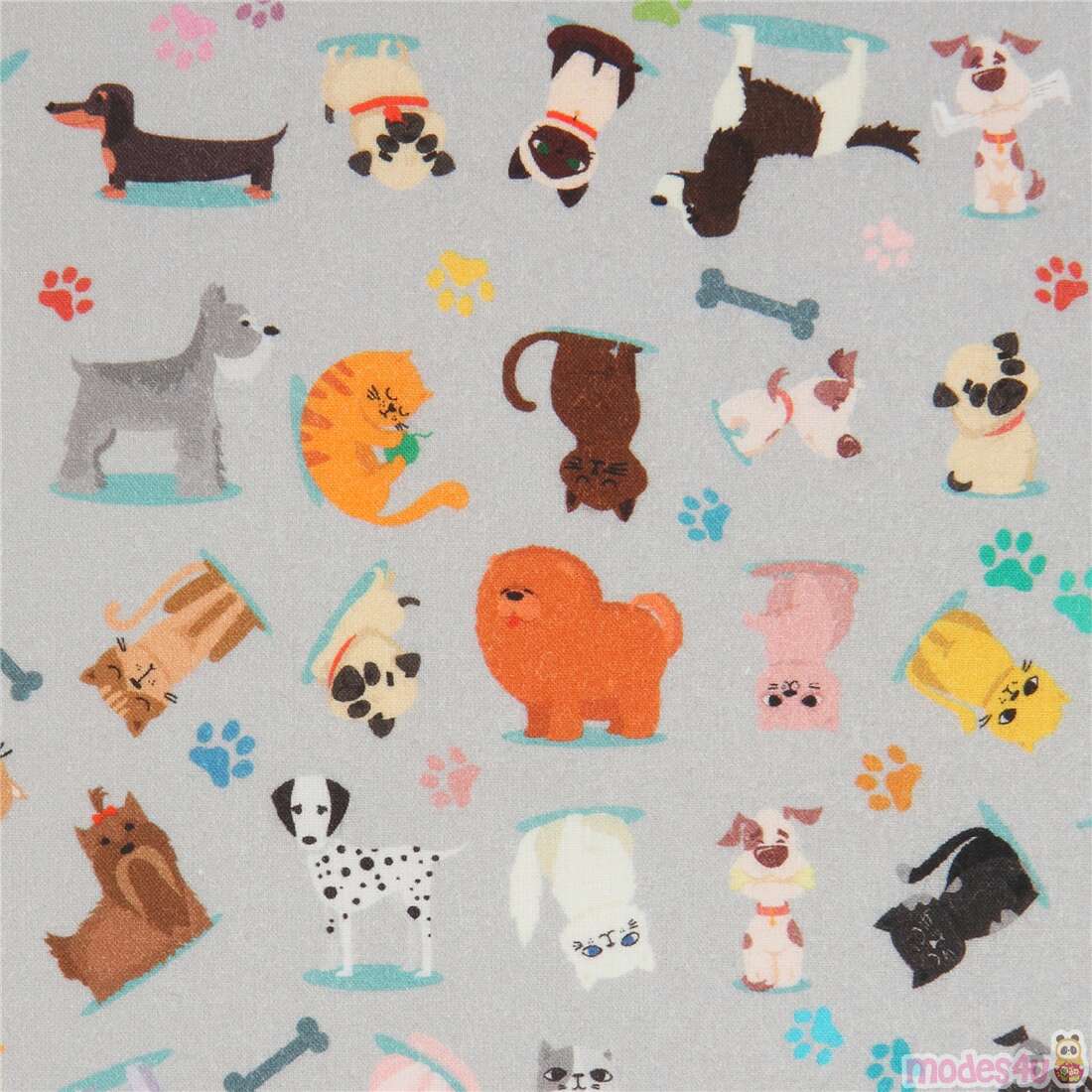 Cute Pet Cats and Dogs Fabric by Stof France - modes4u