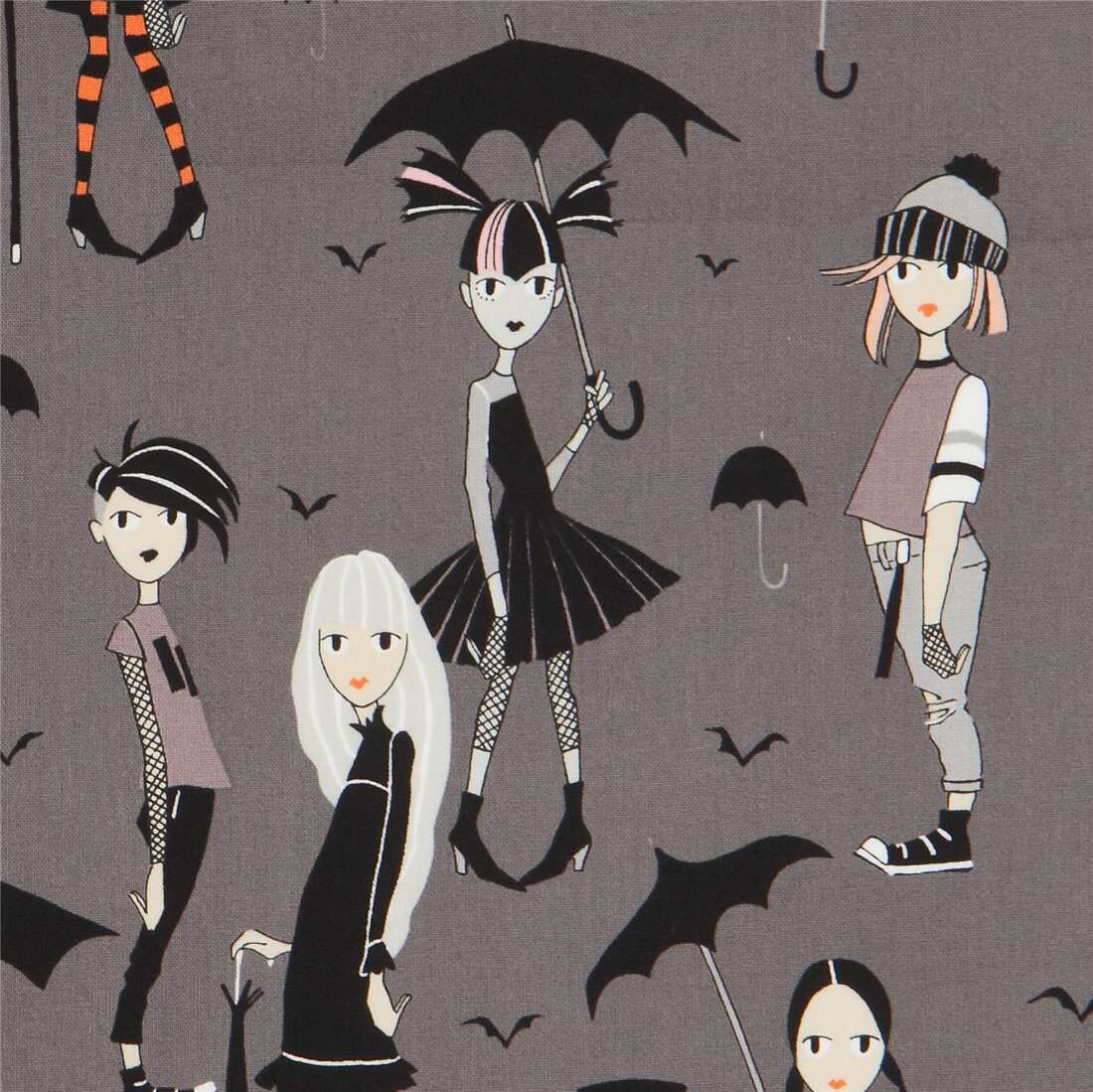 Goth Fashion Cool Attire Edgy Vibe Bats Fabric by Alexander Henry - modes4u