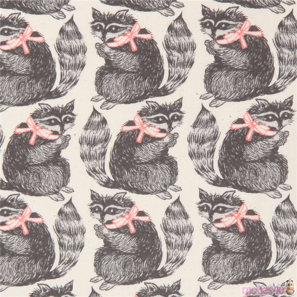 light beige fabric with raccoon animal by Cotton and Steel Fabric by ...