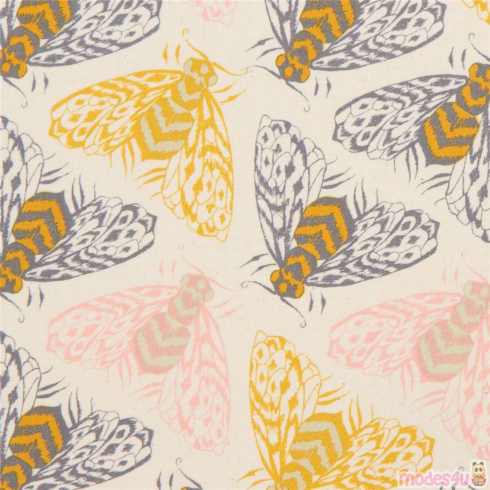 light beige with bee insect fabric by Cotton and Steel Fabric by Cotton ...
