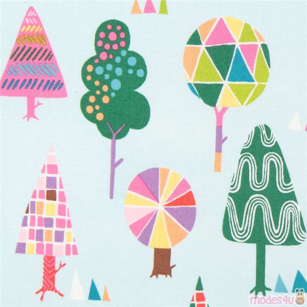 light blue Alexander Henry fabric colorful Magic Trees Fabric by ...