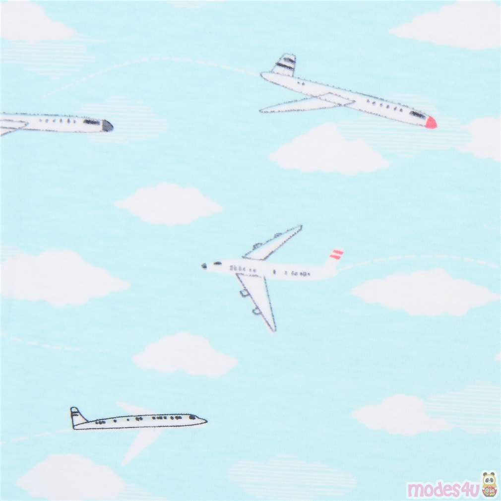 Remnant (25 x 146 cm) - light blue airplane knit fabric by Dear Stella ...