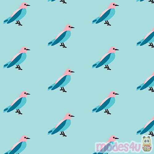 light blue cute bird knit fabric Riley Blake Idle Wild Fabric by Riley ...