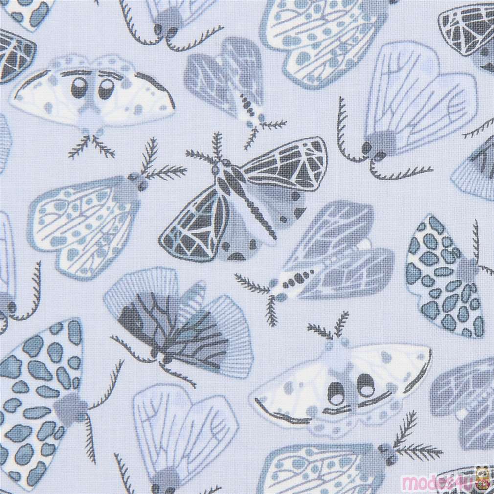 light blue moth fabric by Moda - modeS4u