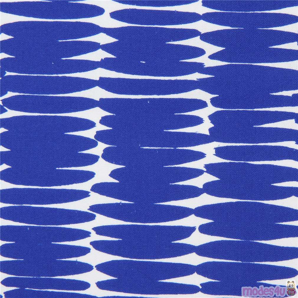 light cream Canvas fabric dark blue oval shape Kokka Japan Fabric by ...