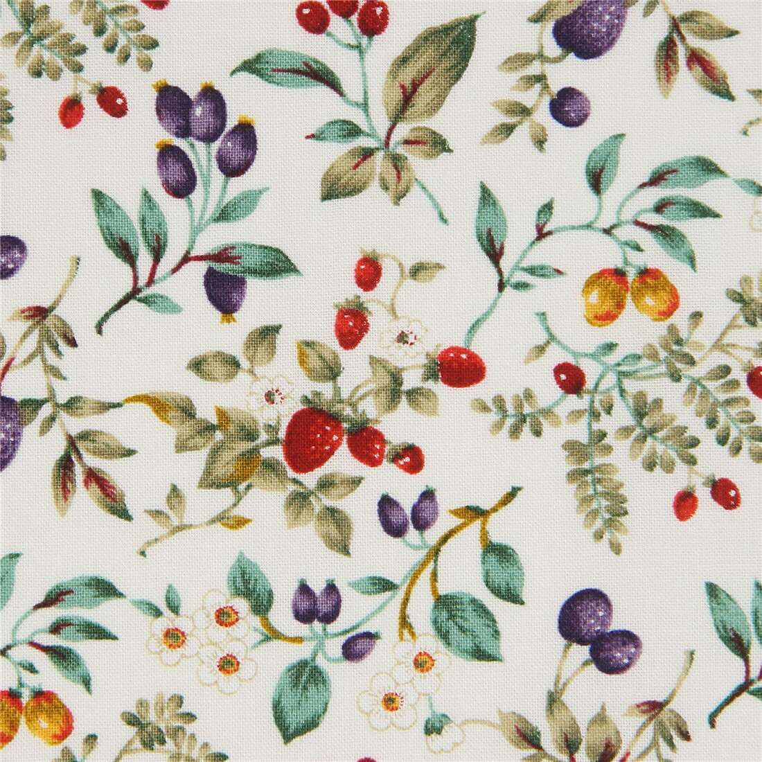 Remnant (40 x 110 cm) - off-white Nakamura colorful berry fabric from ...