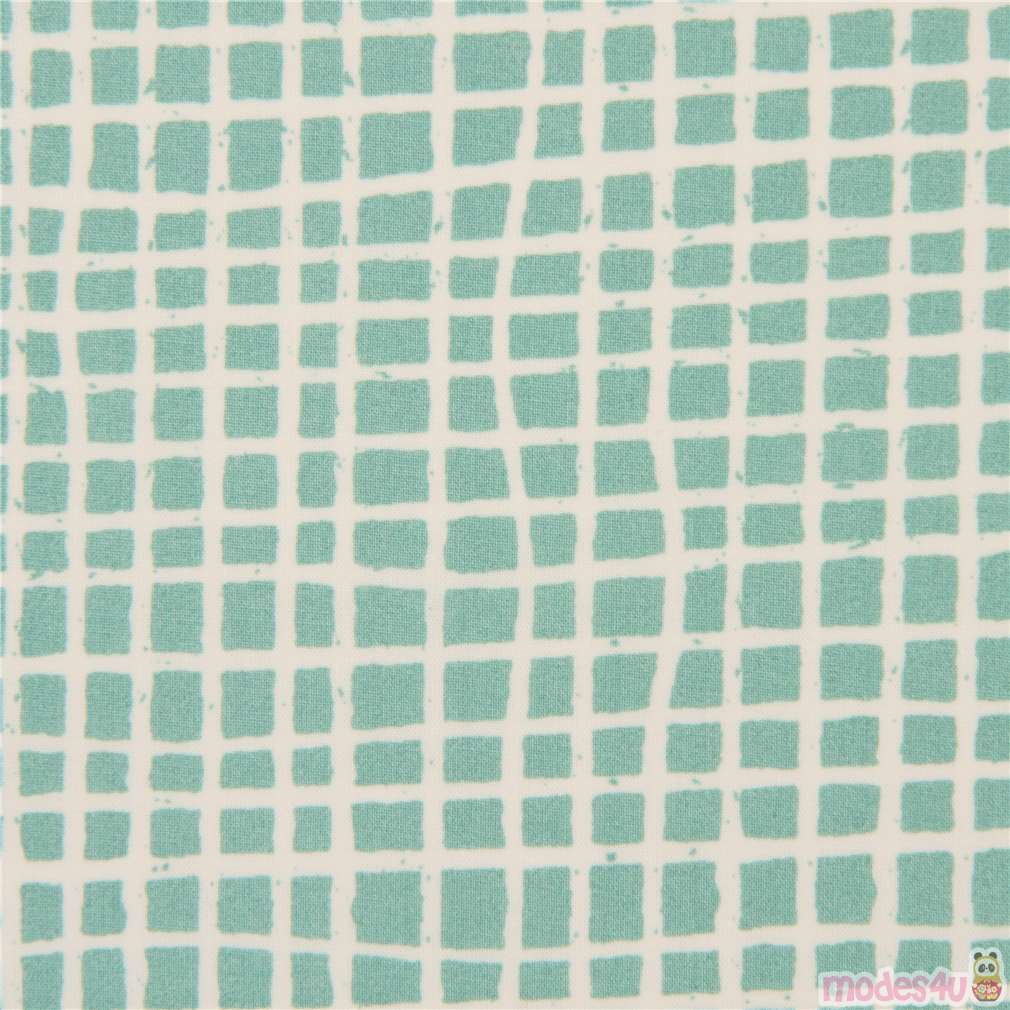 light cream and green grid pattern organic fabric by birch from the USA ...
