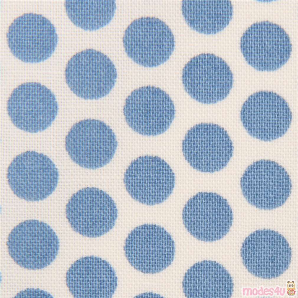 light cream fabric with blue dot circle Fabric by Japanese Indie - modes4u