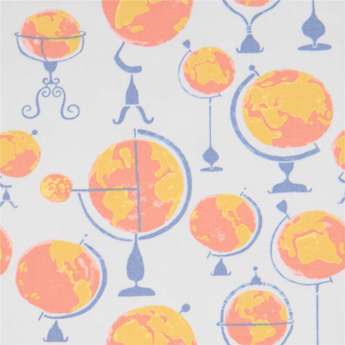 Warm Coloured Globe World Fabric by Dear Stella - modes4u