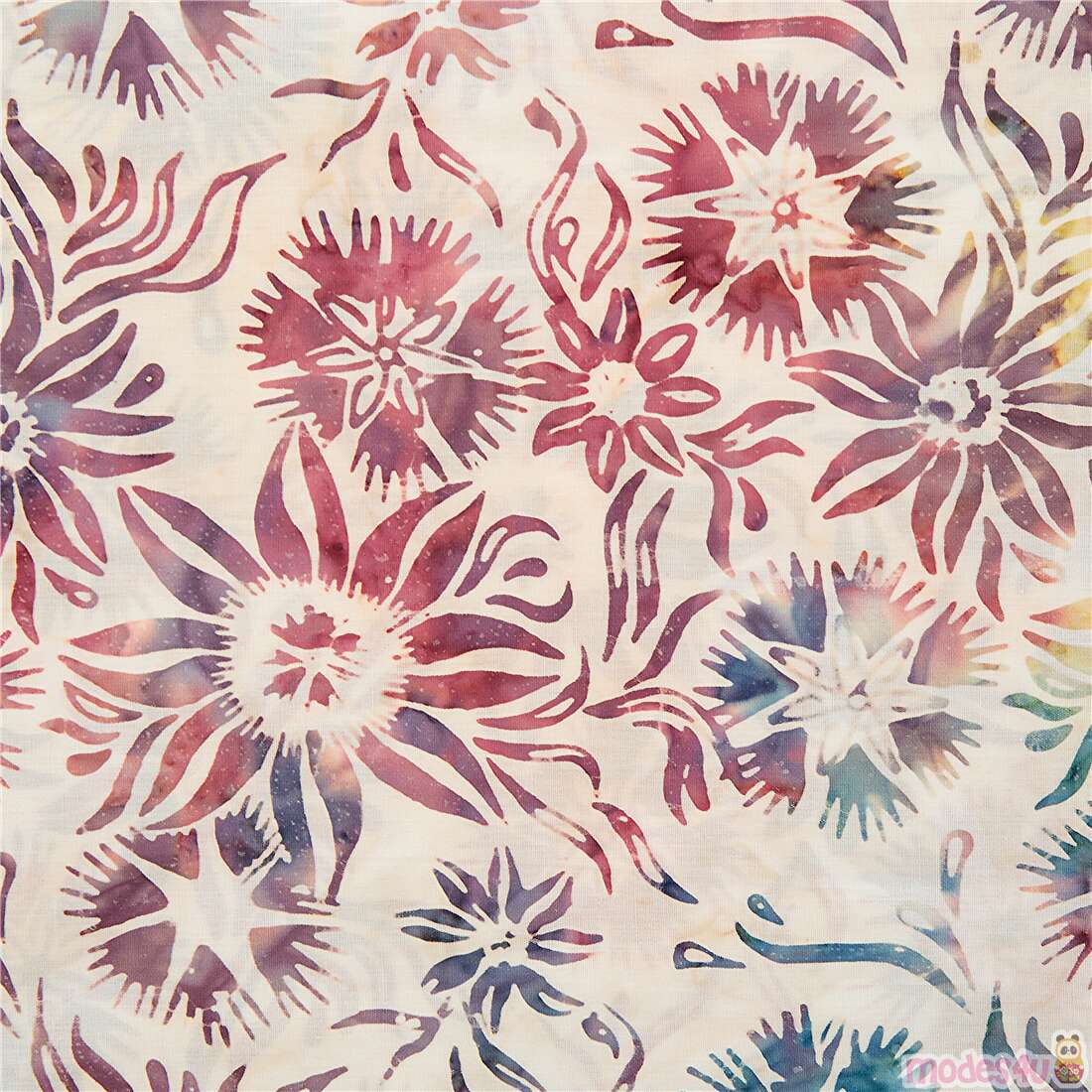 light peach Timeless Treasures flower batik fabric Fabric by Timeless ...