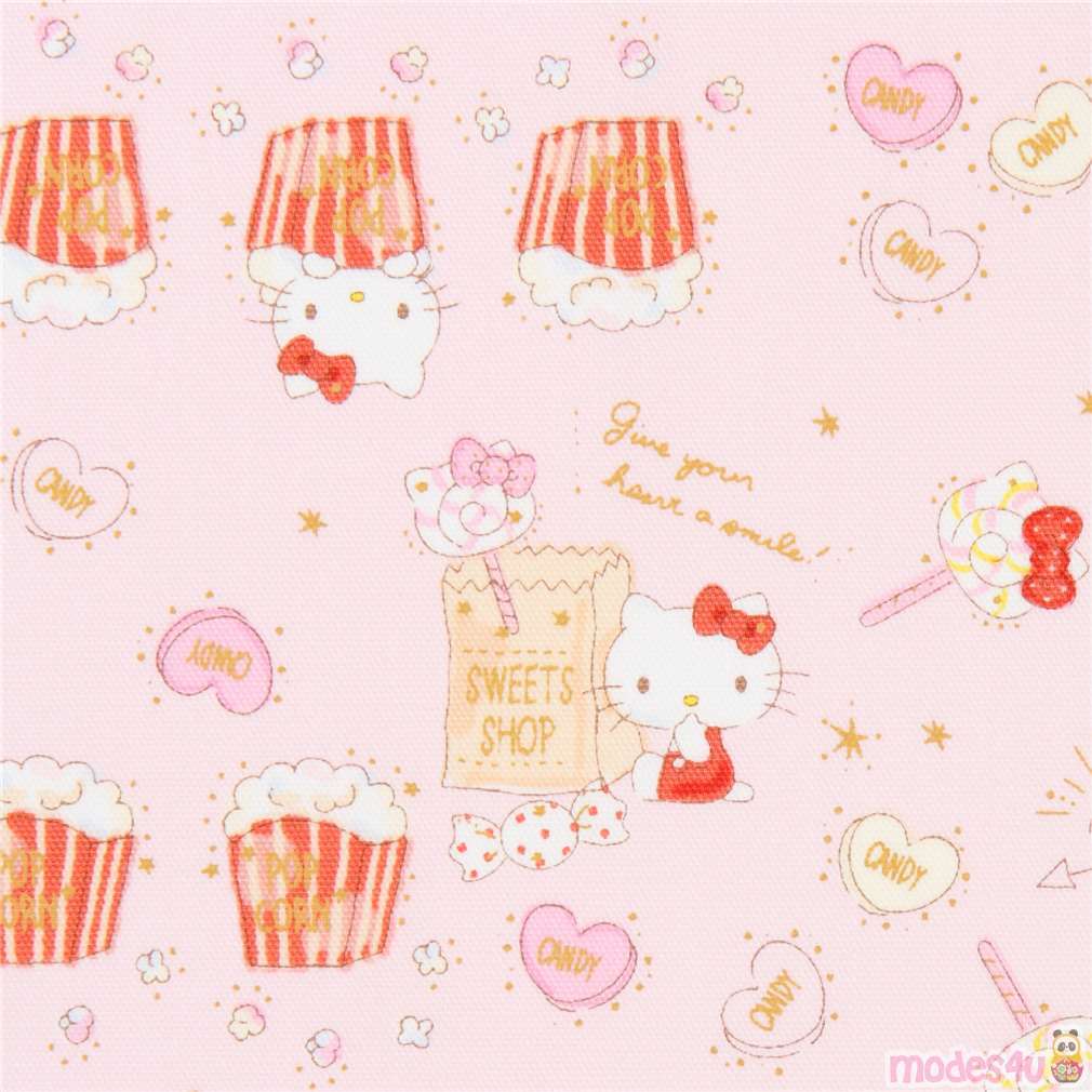 light pink Hello Kitty popcorn candy laminate fabric Sanrio Japan ...