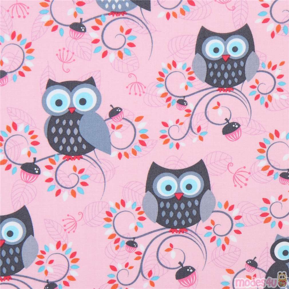 Pink Owl Fabric