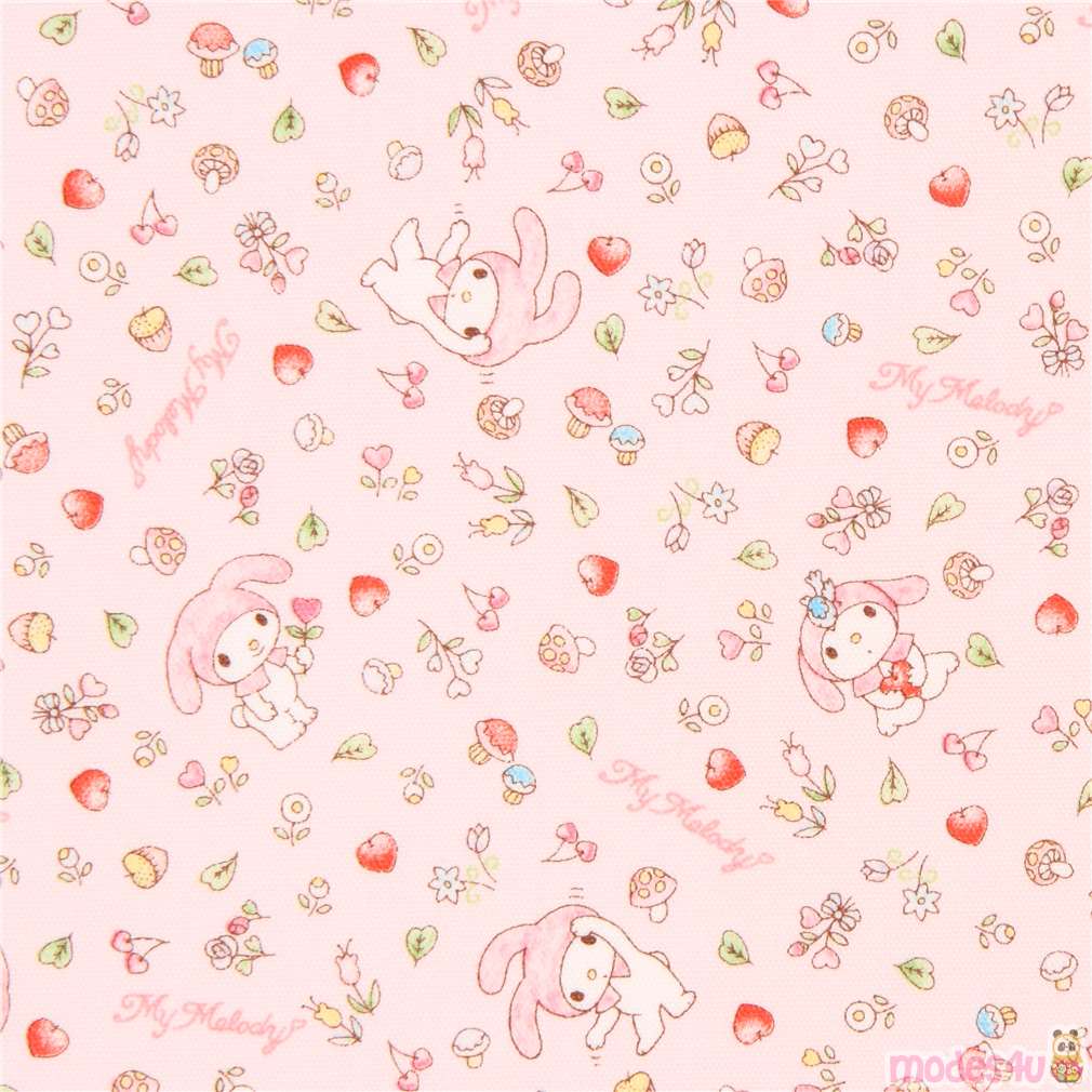 light pink My Melody rabbit small flower oxford fabric - modeS4u