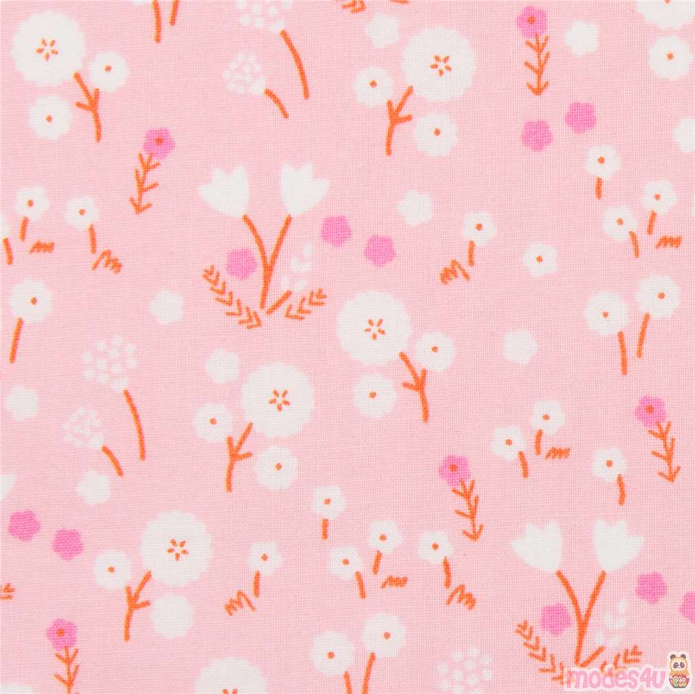 light pink cute small white pink flower Cloud 9 organic cotton fabric ...