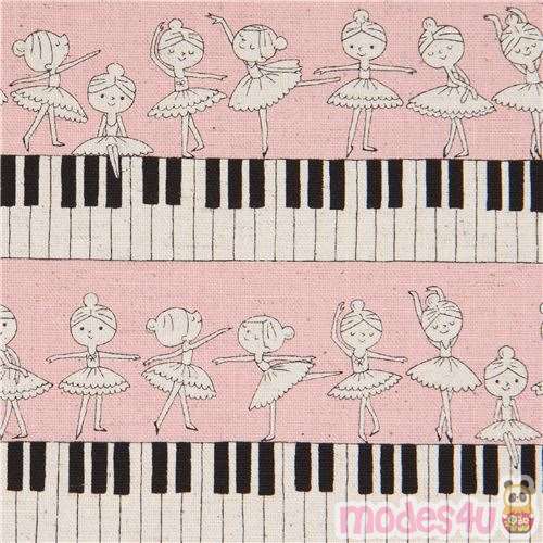 Remnant 40 cm - light pink stripe piano key ballerina laminate fabric ...