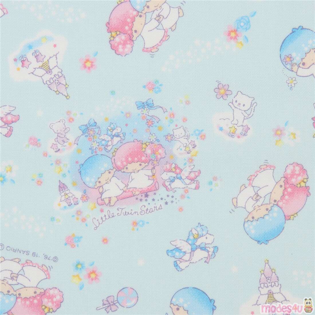 Resto de (32 x 109 cm) - Little Twin Stars tela oxford en color agua ...