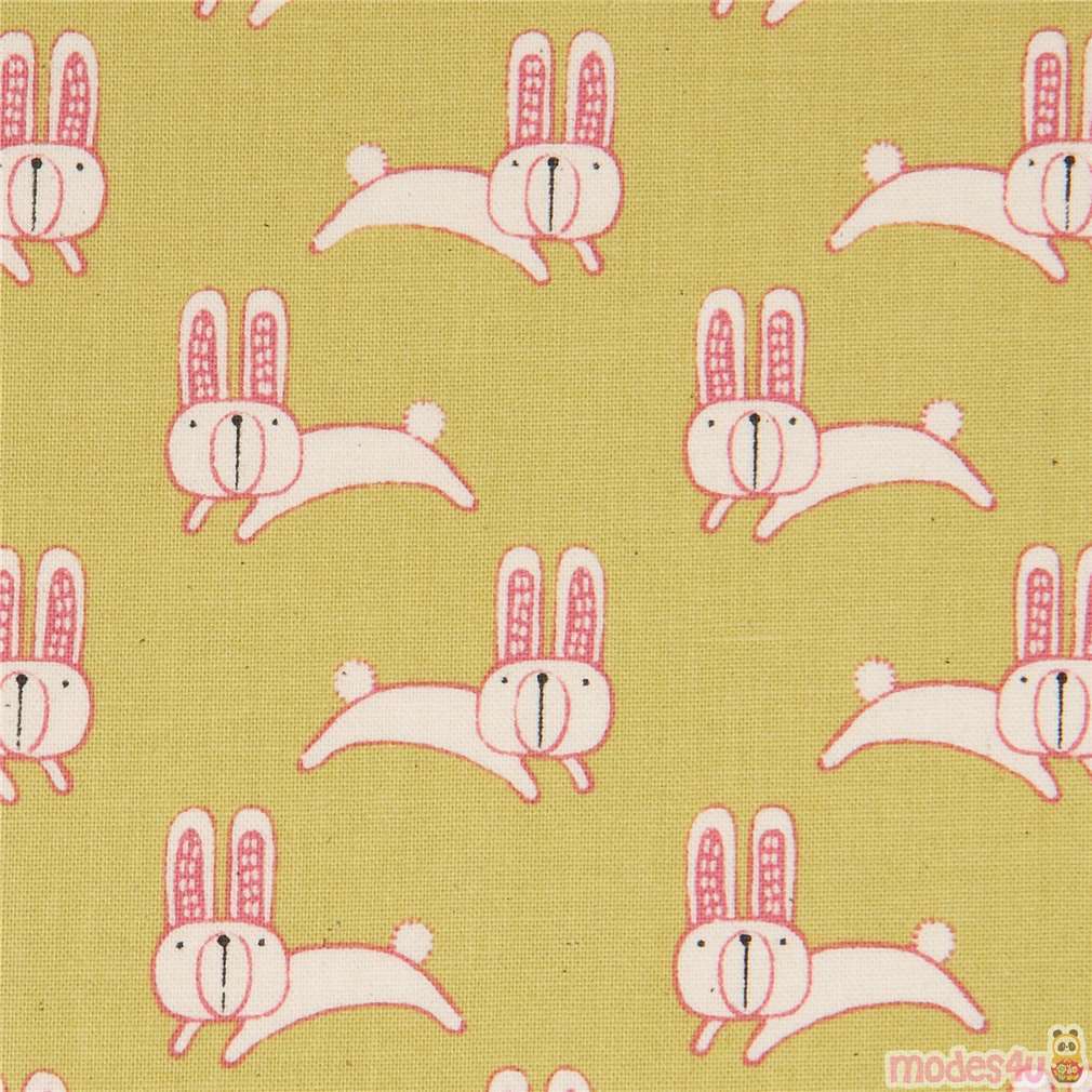 Fat Quarter (50 x 56 cm) - lime green rabbit quilting fabric by Cotton ...