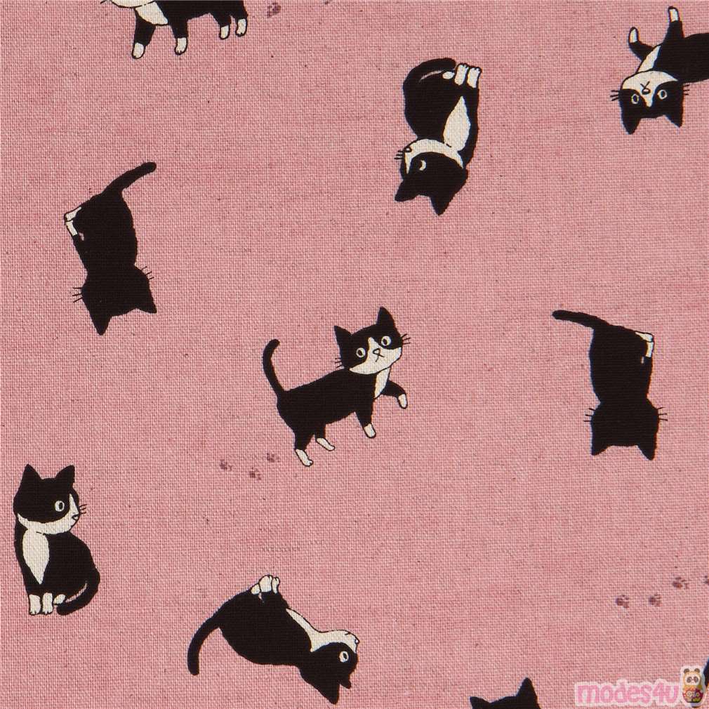 mauve cat Canvas fabric from Japan Fabric by Japanese Indie - modes4u