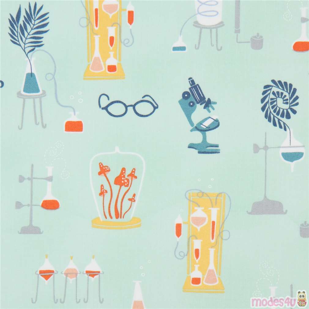 mint green fabric with laboratory chemistry set equipment by Dear ...