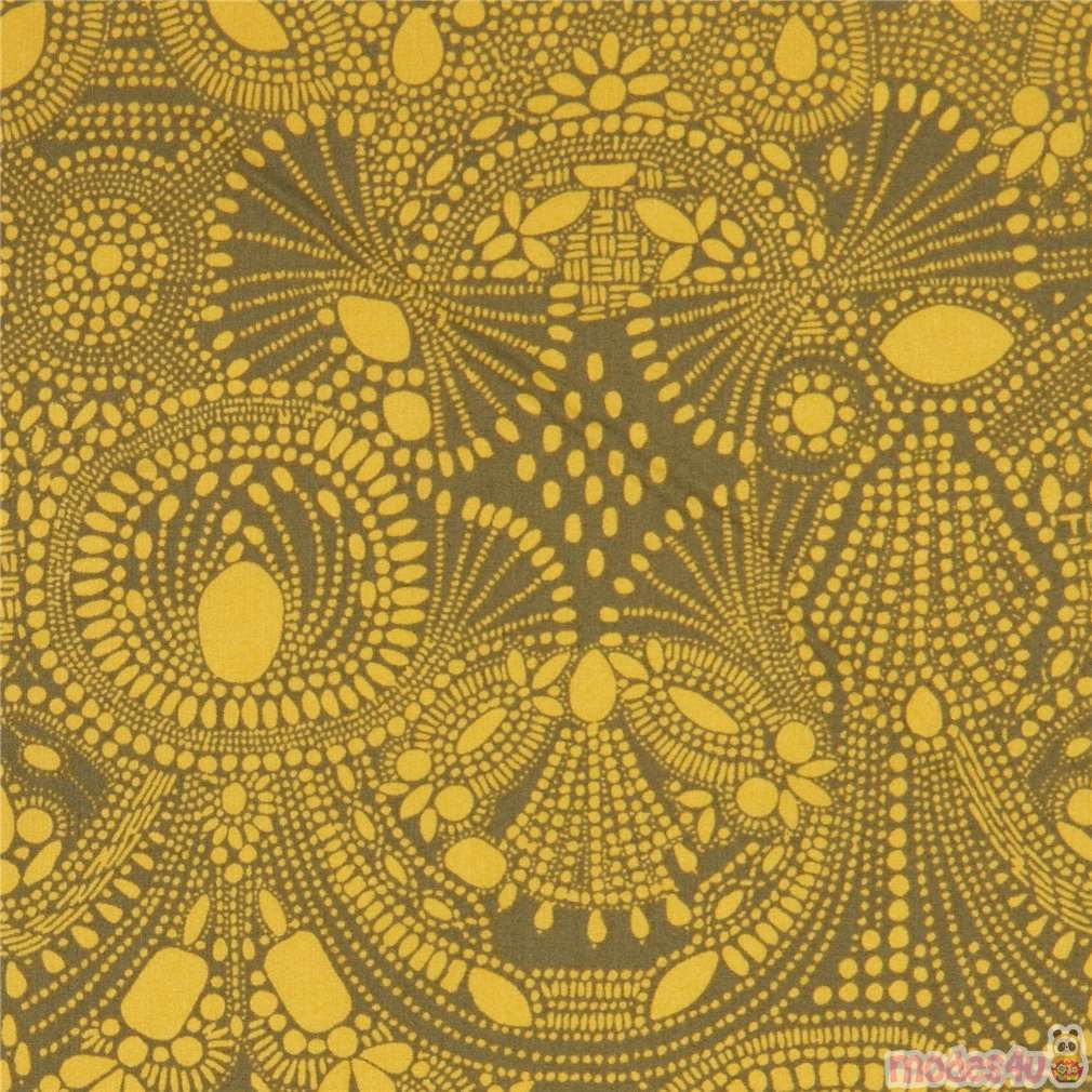 moss green 'Garden Secrets' shape pattern Cloud 9 organic cotton fabric ...