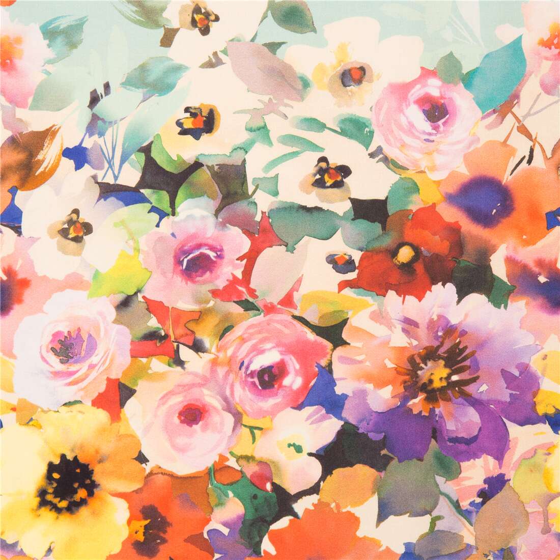 multicolour cotton fabric Michael Miller with loosely painted tumbling ...