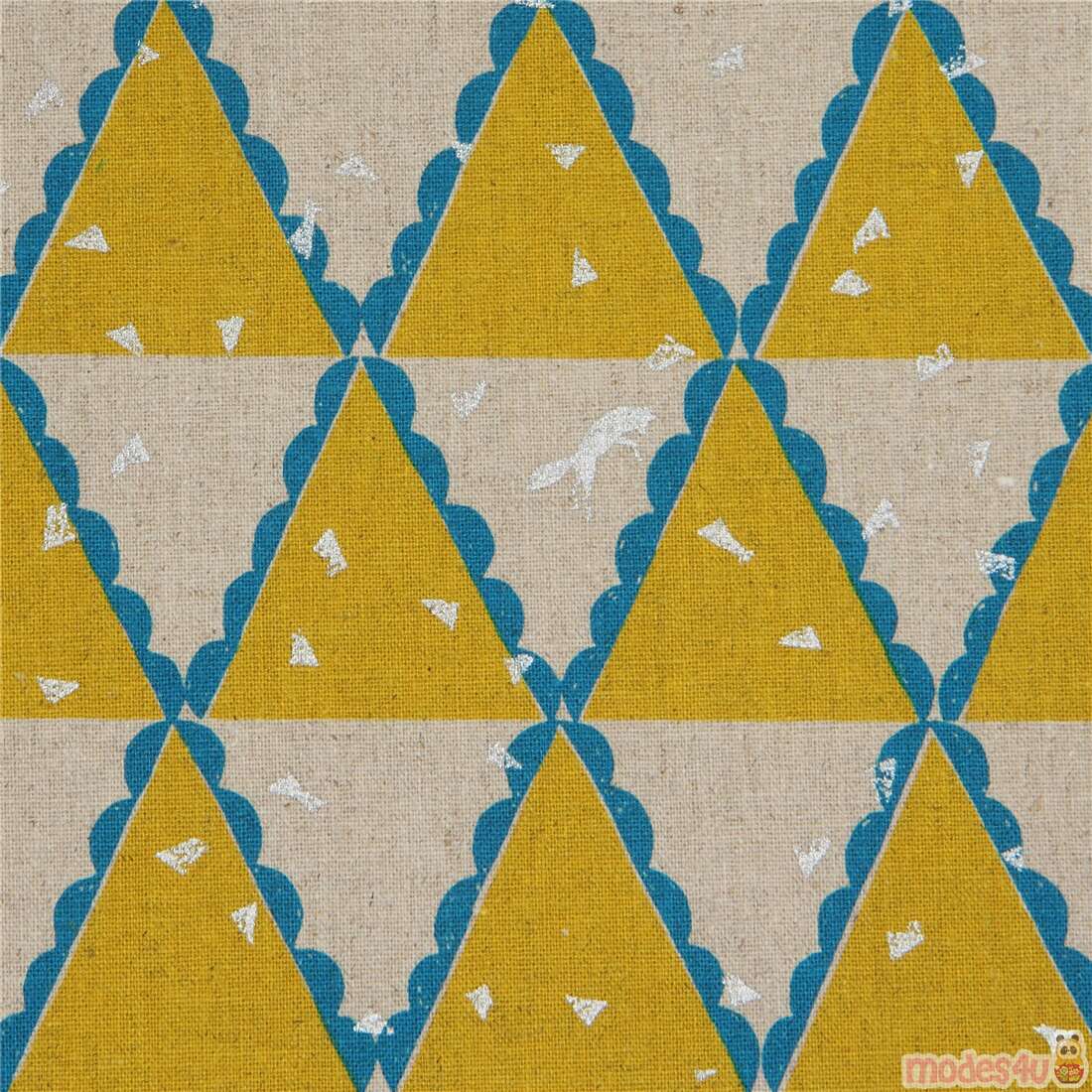 mustard yellow and metallic silver triangle echino laminate canvas ...