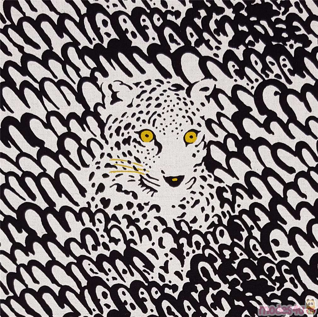 natural color and black cheetah canvas fabric from Japan Fabric by ...