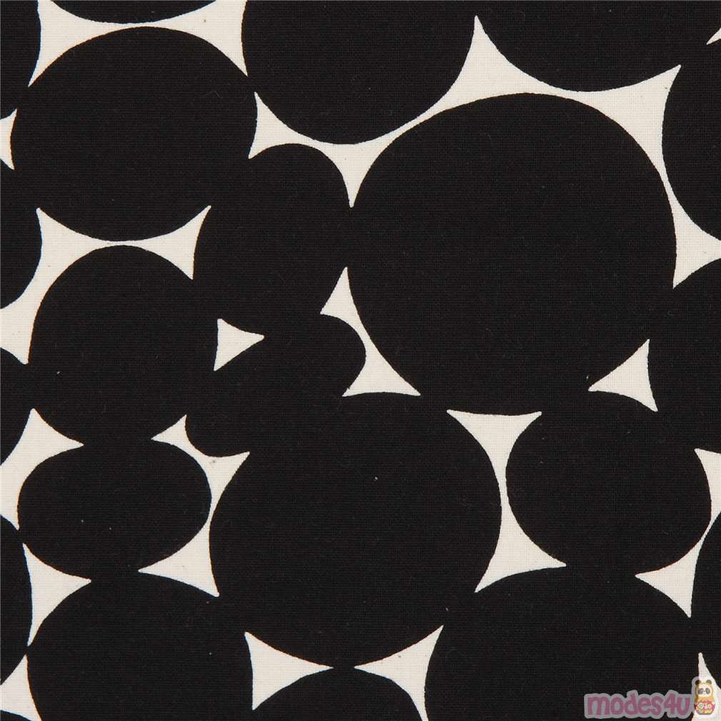 Tela de lona color natural con círculo óvalo negro de Kokka Fabric by ...