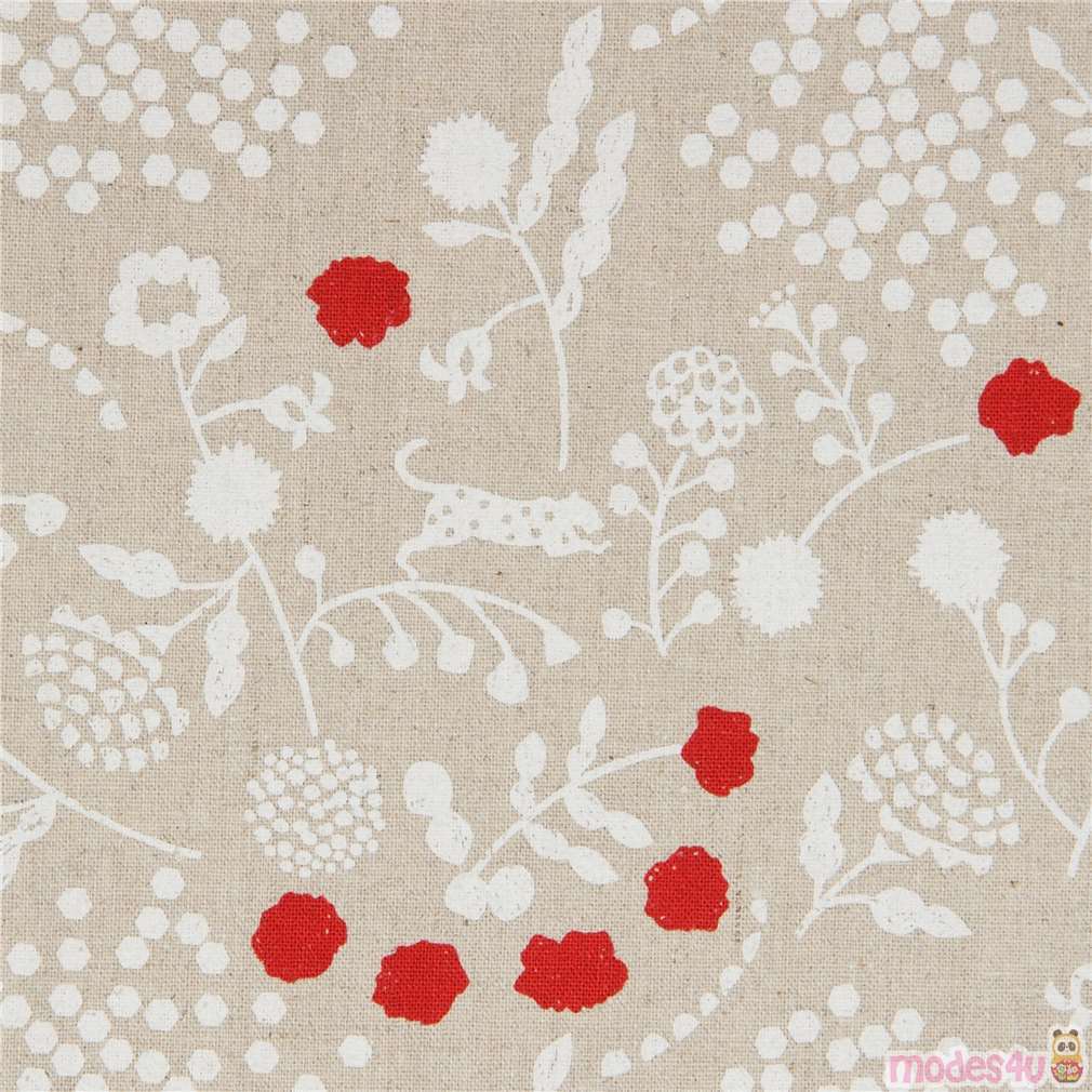 natural color flower canvas fabric by echino Fabric by Echino Fabrics ...