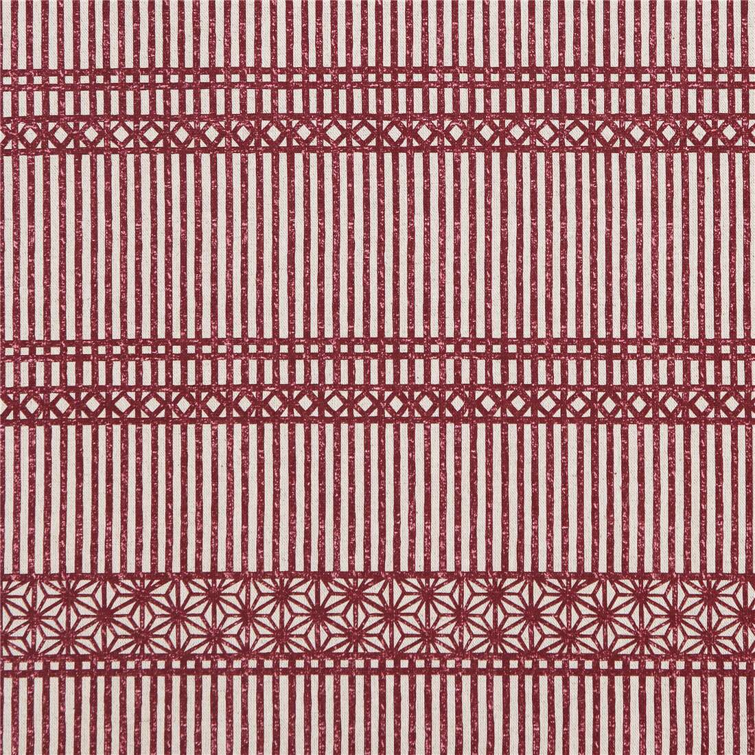 natural color maroon stripes canvas fabric by Kokka Fabric by Kokka ...