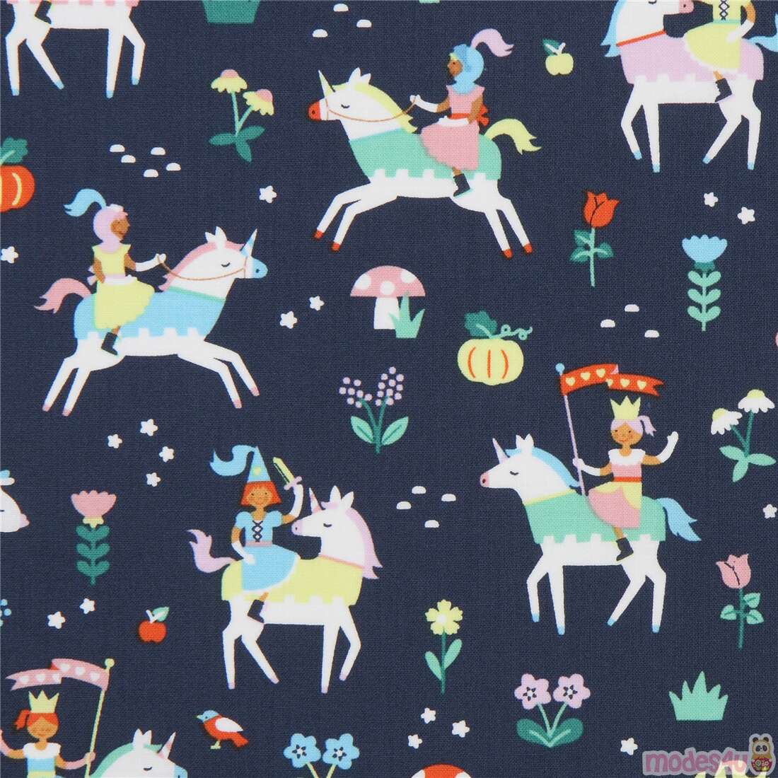 Fat Quarter (50 x 56 cm) - navy blue queen and princess fabric with ...