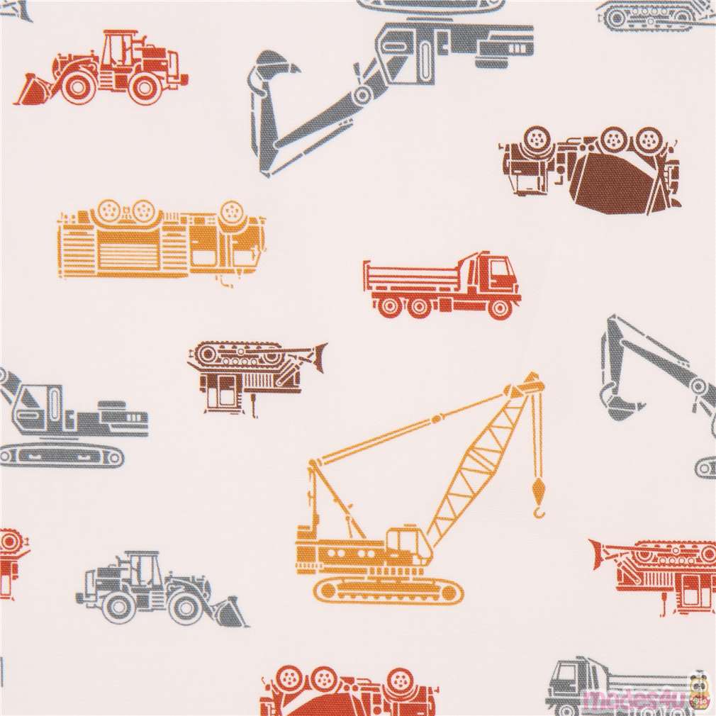 off-white with cement mixer crane construction vehicle oxford fabric ...