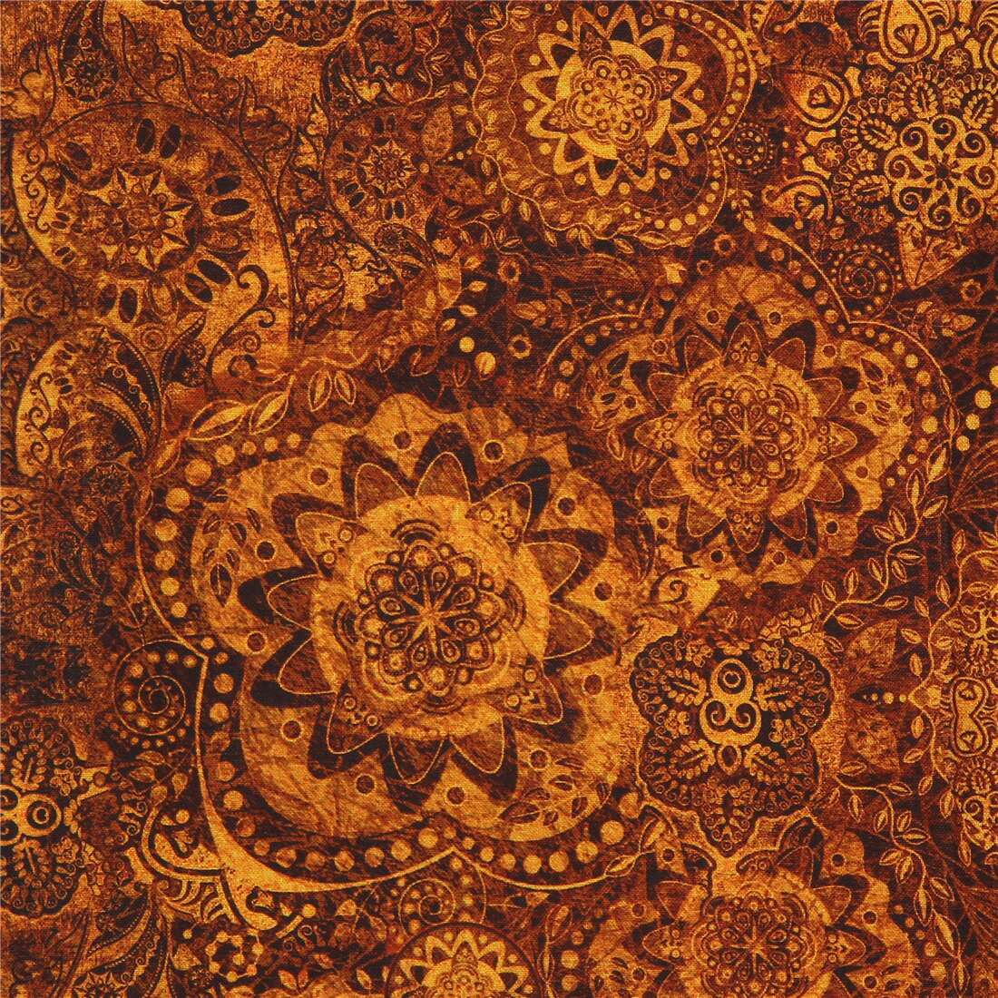 Stoffrest (26 x 109 cm) - Farbverlauf brauner Stoff mit Mandala ... Stoffrest (26 x 109 cm) - Farbverlauf brauner Stoff mit Mandala ...