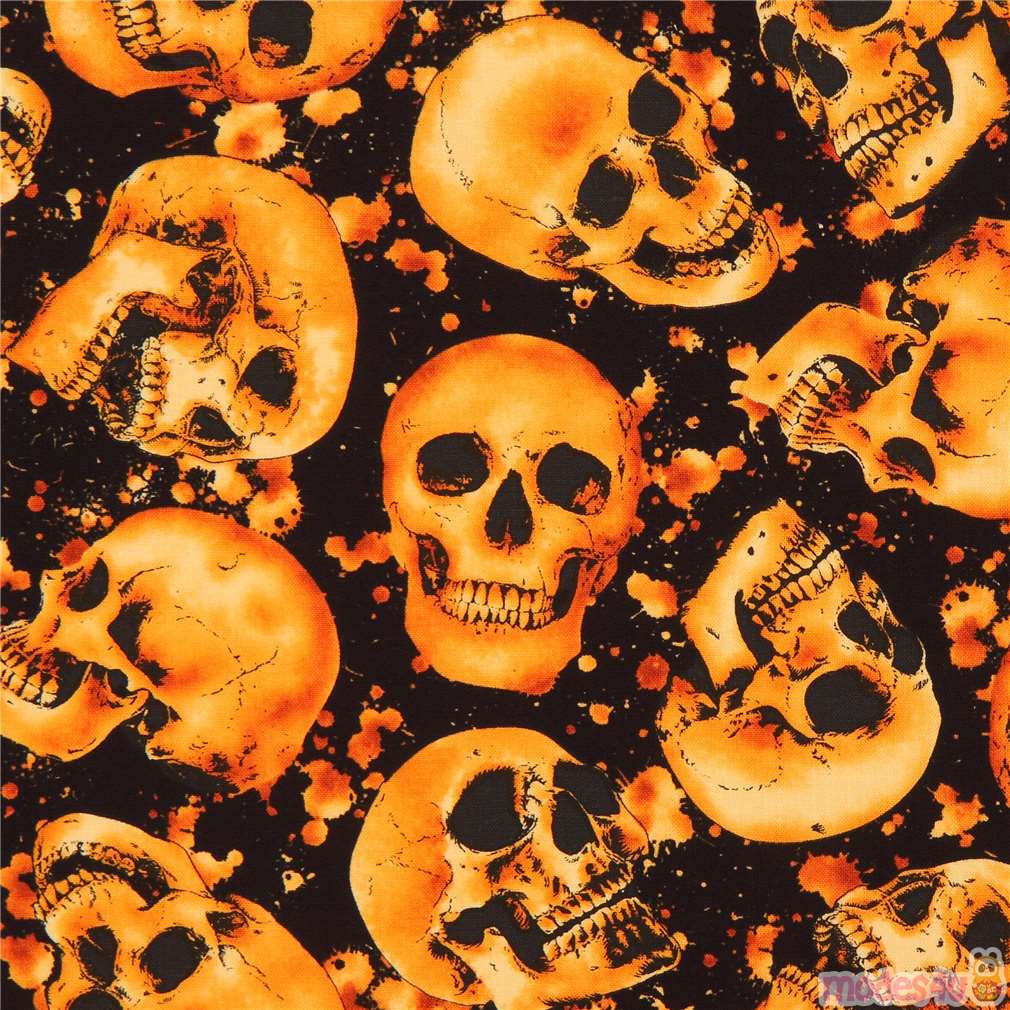 orange skull fabric by Timeless Treasures Fabric by Timeless Treasures ...