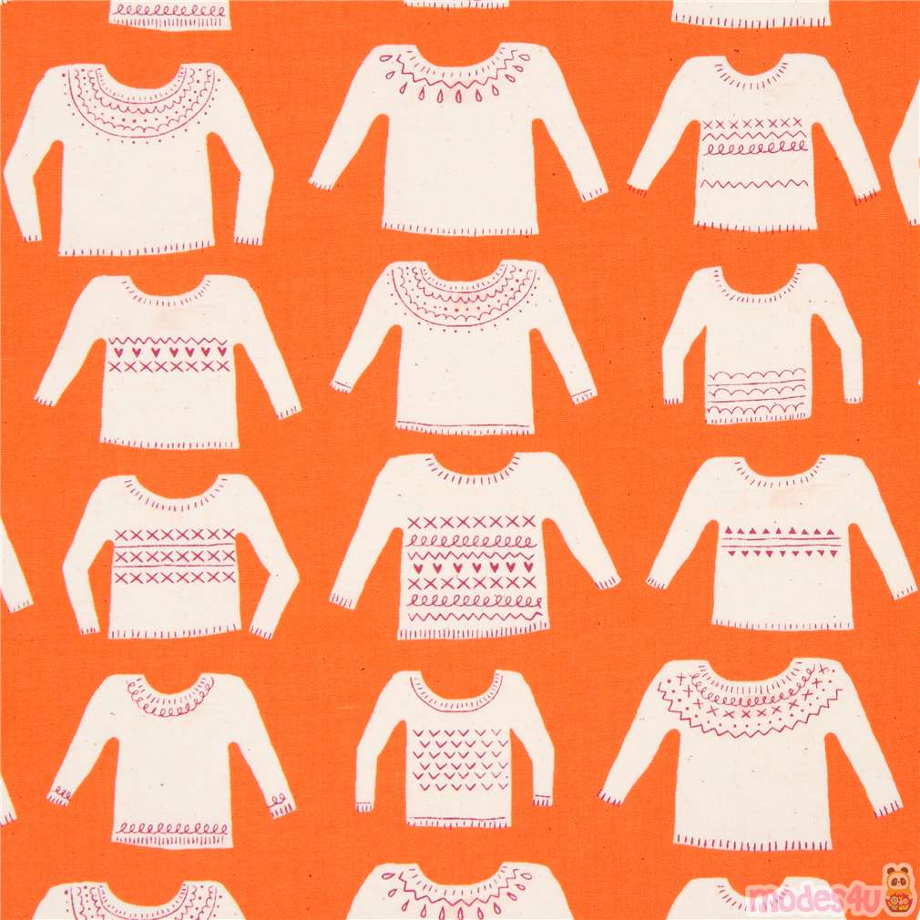 orange with sweater jumper clothes fabric by Cotton and Steel Fabric by ...